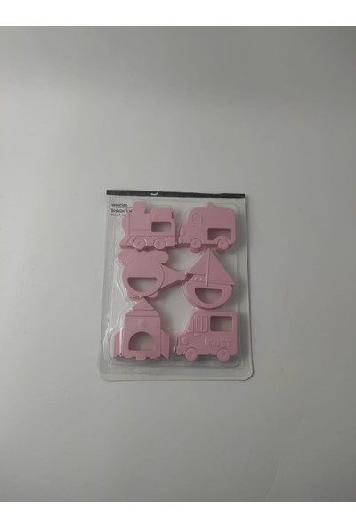 Ramdet bisküvi kurabiye kalıbı 6'lı set şekilli kutulu kurabiye kalıbı pembe