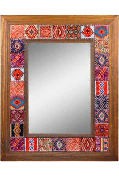 Duru Awm El Işçiliği Çini Ayna Doğal Ahşap 50 x 40 cm Çerçeveli 5 x 5 cm Karo Desenli Seramik Ayna Hediyelik Duru Awm El Işçiliği Çini Ayna Doğal Ahşap 50 x 40 cm Çerçeveli 5 x 5 cm Karo Desenli Seramik Ayna Hediyelik
