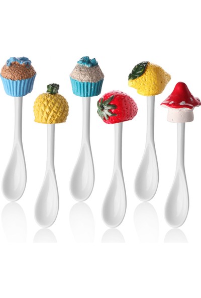 Queens kitchen 6 adet üstü polyester figürlü porselen kaşık Queens kitchen 6 adet üstü polyester figürlü porselen kaşık
