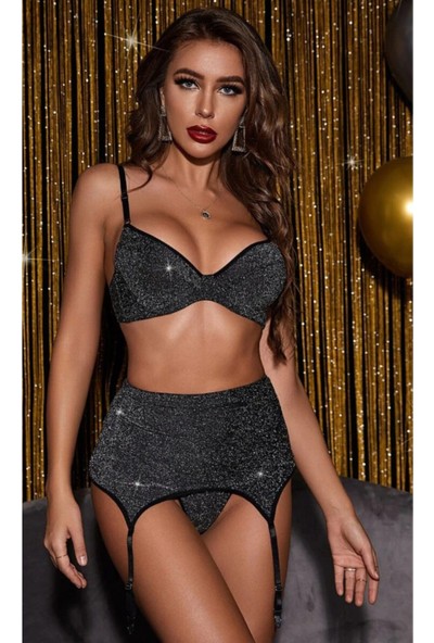 Bellamore Bellamoore Kadın Fantezi Jartiyer Takım Parıltılı Kumaş Seksi Fantazi Jartiyer Bellamore Bellamoore Kadın Fantezi Jartiyer Takım Parıltılı Kumaş Seksi Fantazi Jartiyer