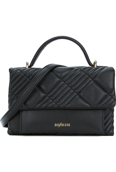 Divarese Siyah Kapitoneli Kadın Omuz Çantası