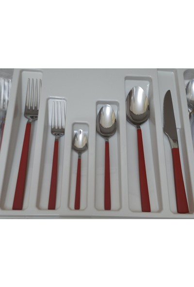Kardelen özel kırmızı 12 kişilik 72 parça kaşık çatal bıçak seti
