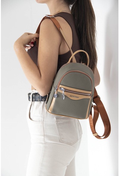 Silver Polo L.haki Iki Bölmeli Kadın Sırt Çantası SP983