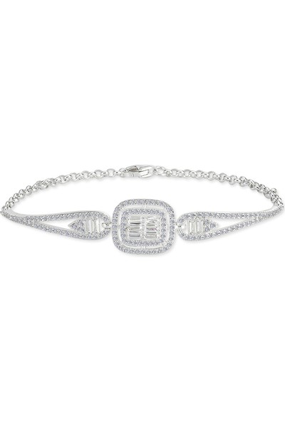 Livia Pırlanta gümüş Zirkon Baget Taşlı Bileklik 925 Ayar