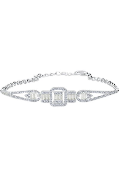 Livia Pırlanta gümüş Zirkon Baget Taşlı Bileklik 925 Ayar