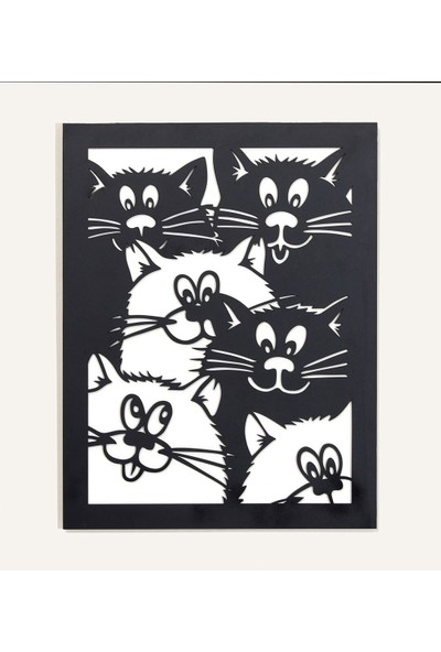 Mutlu Mikrop Cats Ahşap Tablo