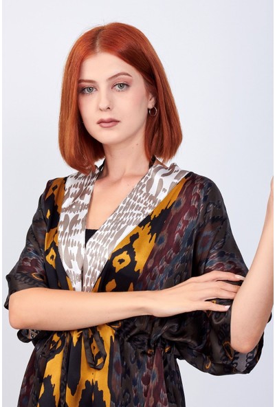 Nomads Felt Ipek Sarı Siyah Kimono Elbise Etnik Ikat Desen Nomads Felt Ipek Sarı Siyah Kimono Elbise Etnik Ikat Desen