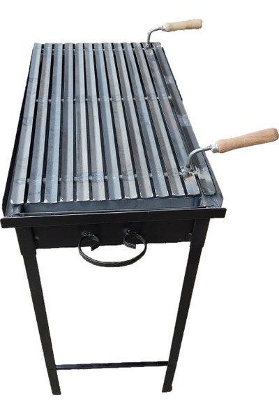 İklim Ayaklı Demir Mangal 40X70 Yerden Yüksekliği 75 cm Seyyar Portatif Oluklu Izgara
