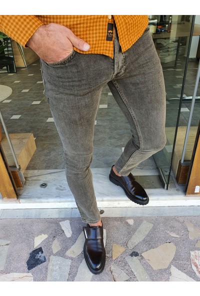 Sardınelli Dar Kesim Likralı Kot Pantolon