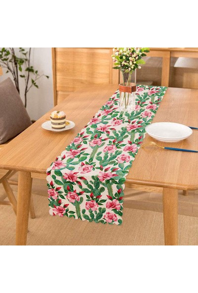 RealHomes Beyaz Zemin Üzerinde Renkli Kaktüs Desenli Dijital Baskılı Modern Runner RealHomes Beyaz Zemin Üzerinde Renkli Kaktüs Desenli Dijital Baskılı Modern Runner