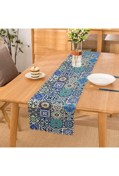 RealHomes Mavi Çini Motifli Dijital Baskılı Modern Runner RealHomes Mavi Çini Motifli Dijital Baskılı Modern Runner