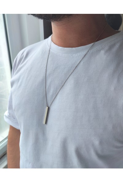 Evorya Gümüş Renkli Çubuk Bar Kolye