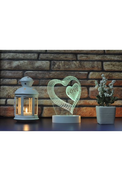 Çetin Shop 3D Masa Lambası Love Yeşil Çetin Shop 3D Masa Lambası Love Yeşil
