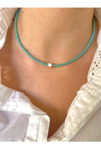 Misto Yıldızlı Mavi Kolye