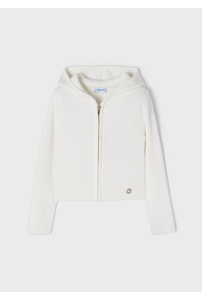 Mayoral Ekru Kız Çocuk Kapşonlu Triko Hırka