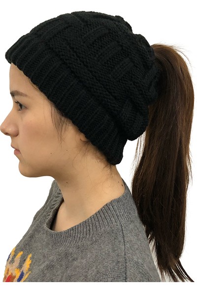 Palyshery Kadın Örgü Şapka At Kuyruğu Şapka (Yurt Dışından)