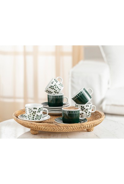 English Home Nila Porselen 12 Parça Kahve Fincan Takımı 80 ml Yeşil English Home Nila Porselen 12 Parça Kahve Fincan Takımı 80 ml Yeşil