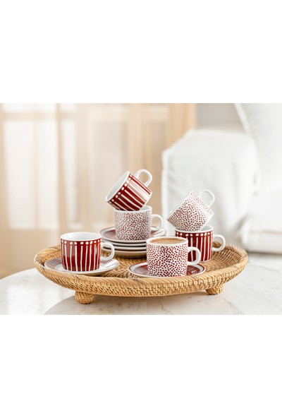 English Home Mari Porselen 12 Parça Kahve Fincan Takımı 80 ml Bordo English Home Mari Porselen 12 Parça Kahve Fincan Takımı 80 ml Bordo