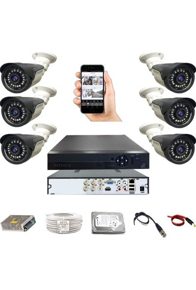 Qromax 6 Kameralı 5MP Sony Lens 1080P Plastik Kasa Güvenlik Kamera Seti