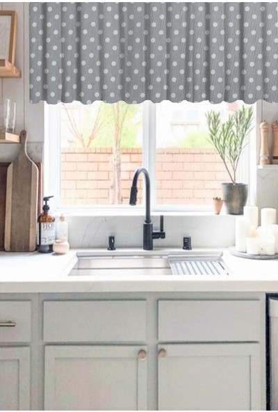 Laris Farbela Mutfak Perdesi Puantiye Gri (Boy x En) Laris Farbela Mutfak Perdesi Puantiye Gri (Boy x En)