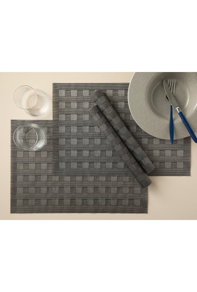 English Home Sylvie Pvc 4'lü Amerikan Servis 30X45 cm Antrasit English Home Sylvie Pvc 4'lü Amerikan Servis 30X45 cm Antrasit