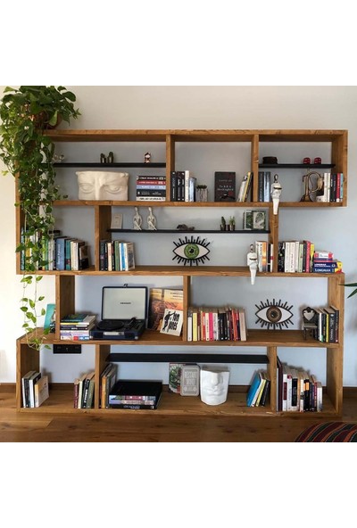 Woodesk Masif Ağaç Tik Renk 200x200 Kitaplık CPT6004-200