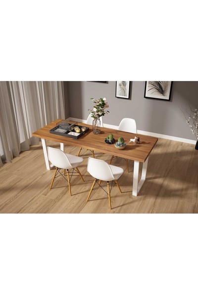 Woodesk Hayal Masif Tik Renk 140x80 Sandalyeli Masa Takımı CPT7325-140 Woodesk Hayal Masif Tik Renk 140x80 Sandalyeli Masa Takımı CPT7325-140