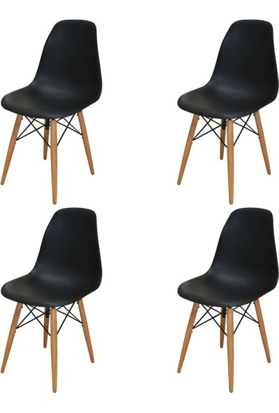 Woodesk Luna Ağaç Ayaklı 4 ADET Eames Siyah Sandalye SND3013-4SYH Woodesk Luna Ağaç Ayaklı 4 ADET Eames Siyah Sandalye SND3013-4SYH