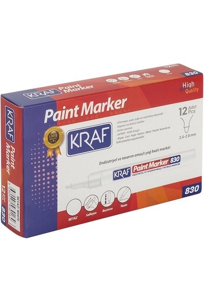 Kraf 830 Paint Markör Kalem Beyaz 12'li Kraf 830 Paint Markör Kalem Beyaz 12'li