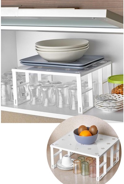 Abeltrade Lüks Dolap Içi Raf Düzenleyici Beyaz