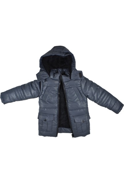 Mersev Kids Erkek Çocuk Lacivert Için Yünlü Mont