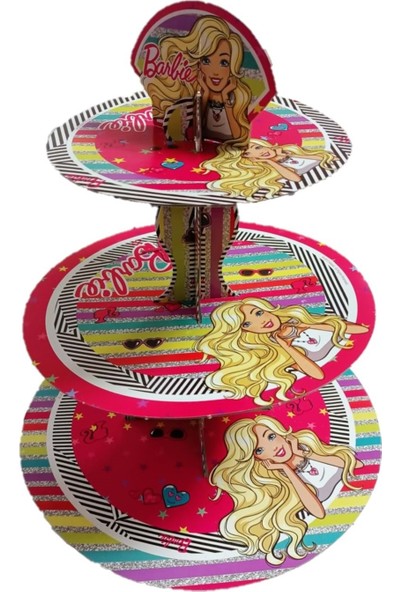 Organizasyon Pazarı Cupcake Standı Barbie Karakterli Kek Standı 3 Katlı