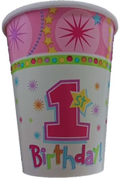 Organizasyon Pazarı Kağıt Bardak 1st Birthday Yazılı Pembe - Beyaz Renkli 8'li Organizasyon Pazarı Kağıt Bardak 1st Birthday Yazılı Pembe - Beyaz Renkli 8'li
