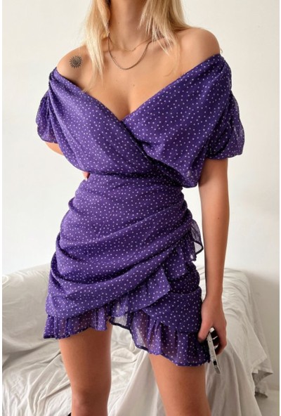 Tam Senin Tarzın Loiret Puantiyeli Elbise Mor Tam Senin Tarzın Loiret Puantiyeli Elbise Mor