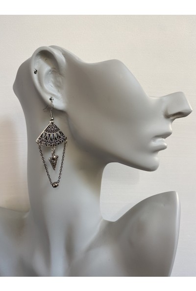 Violetart Otantik Zincir Detay Küpe