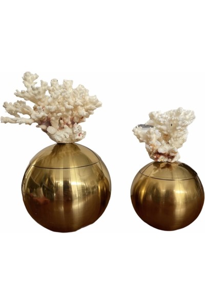 Arpe Dekor Doğal Mercanlı Eskitme 2'li Küp Arpe Dekor Doğal Mercanlı Eskitme 2'li Küp