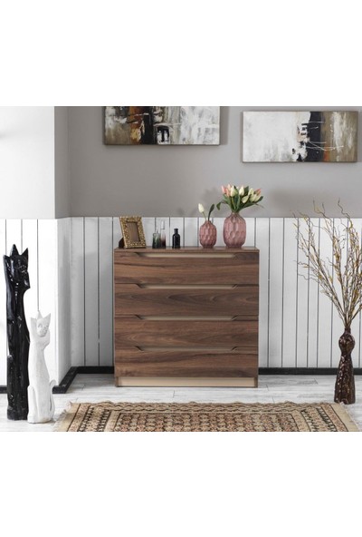 İpek Mobilya Hazar 4 Çekmeceli Şifonyer ( Ceviz ) İpek Mobilya Hazar 4 Çekmeceli Şifonyer ( Ceviz )