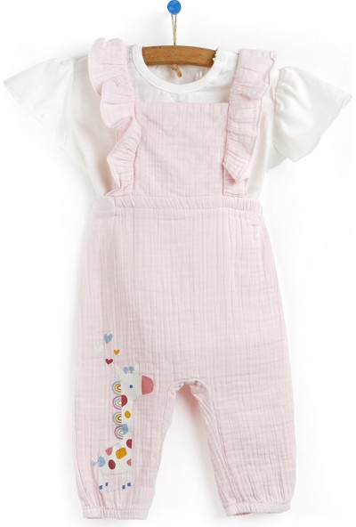 Hellobaby Eğlenceli Gün Kız Bebek Baskılı Fırfırlı Salopet-Tshirt Takım Hellobaby Eğlenceli Gün Kız Bebek Baskılı Fırfırlı Salopet-Tshirt Takım