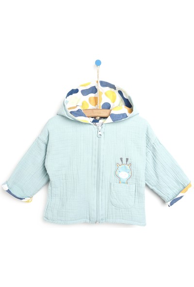 Hellobaby Renkli Safari Süprem Astarlı Yumuşak Tuşe Erkek Bebek Müslin Hırka