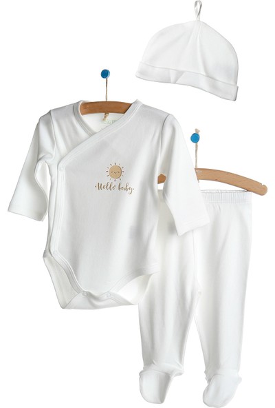 Hellobaby Bambu Zıbın Body-Patikli Alt-Şapka Set