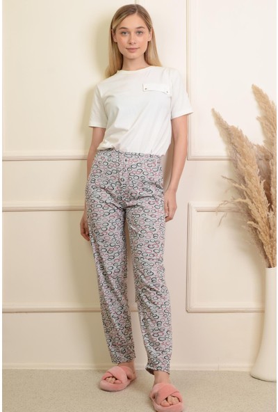 Pınkmark Kadın Gri Halka Desen Baskılı Lastikli Pijama Altı PMPT25466