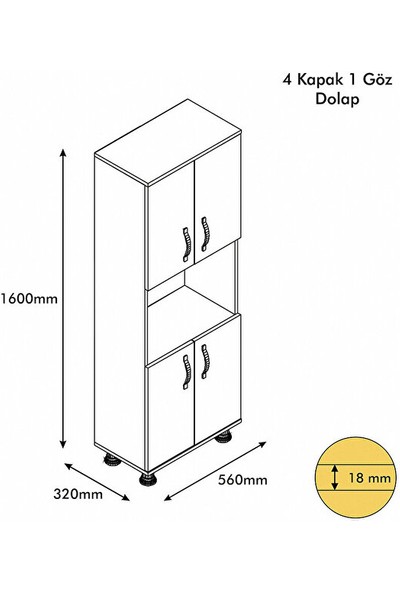 White Home Fırın Dolabı 4 Kapaklı