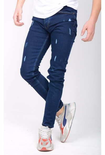 Edwox Erkek Lacivert Skinny Yırtık Detaylı Jean Kot Pantolon Edwox Erkek Lacivert Skinny Yırtık Detaylı Jean Kot Pantolon