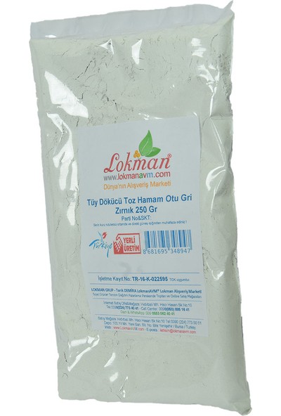 Lokmanavm Tüy Dökücü Toz Hamam Otu Gri Zırnık Bay Bayan 250 gr Paket
