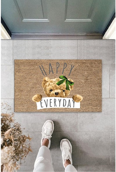Kahverengi Kapı Önü Paspası Happy Everday Ayıcık Desen PS905 Kahverengi Kapı Önü Paspası Happy Everday Ayıcık Desen PS905