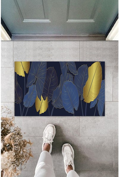 Dijital Büyük Yaprak Gold Kapı Paspası Dış Mekan Paspas PS1011