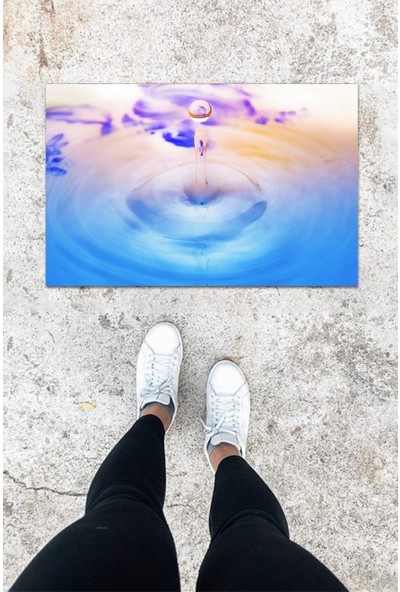 Silkcoat Home Dijital Baskı Ebruli Damla Desen Kapı Önü Paspası PS1061