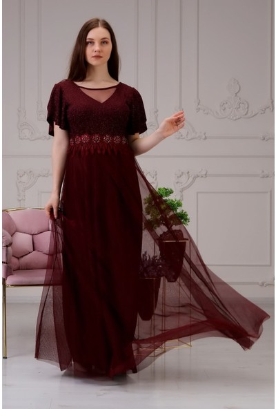 Jomoti Kolları Volanlı Büyük Beden Abiye Jomoti Kolları Volanlı Büyük Beden Abiye