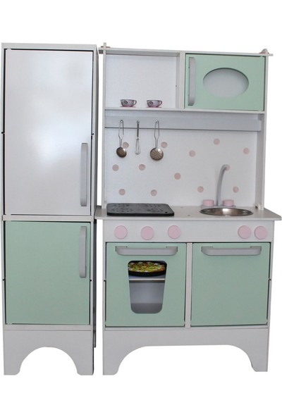 Els Buzdolaplı Işıklı Ahşap Oyun Mutfağı Yeşil