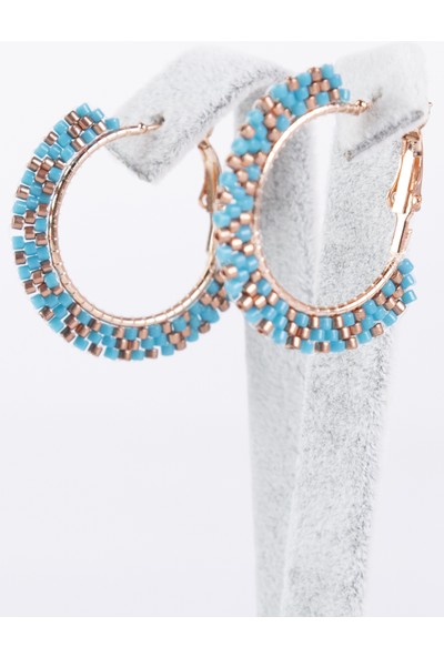 N Queen Collection Miyuki Rose - Mavi Halka Küpe